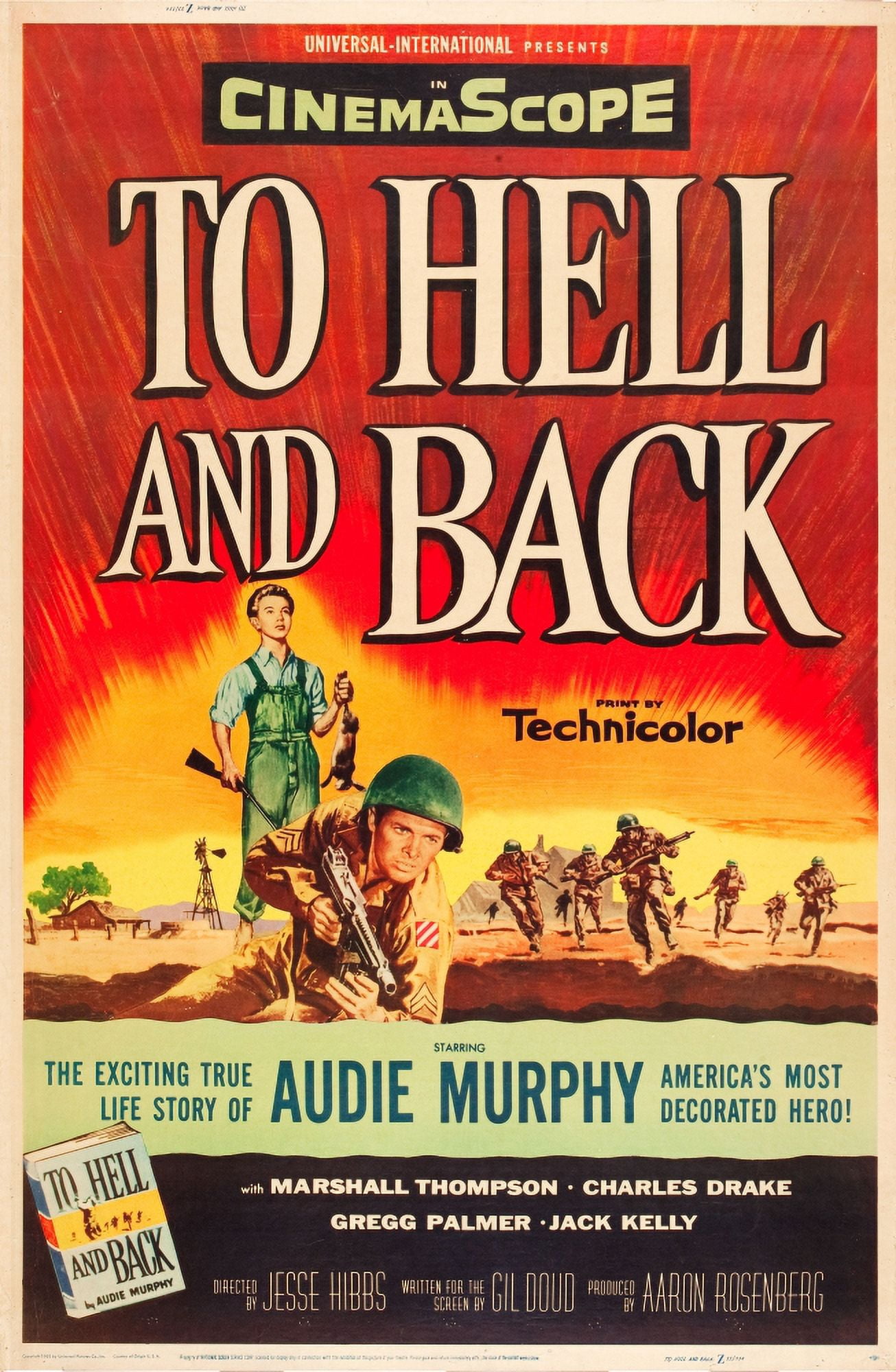 To Hell And Back Audie Murphy On Us Poster Art 1955. Movie Poster ...