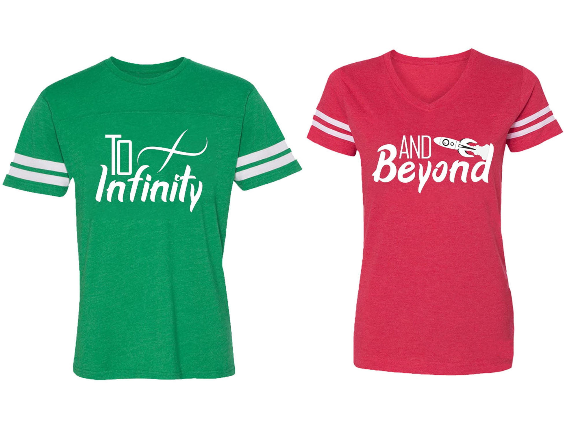 To Infinity & Beyond Matching Couple Cotton Jerseys (Men Green / Women ...
