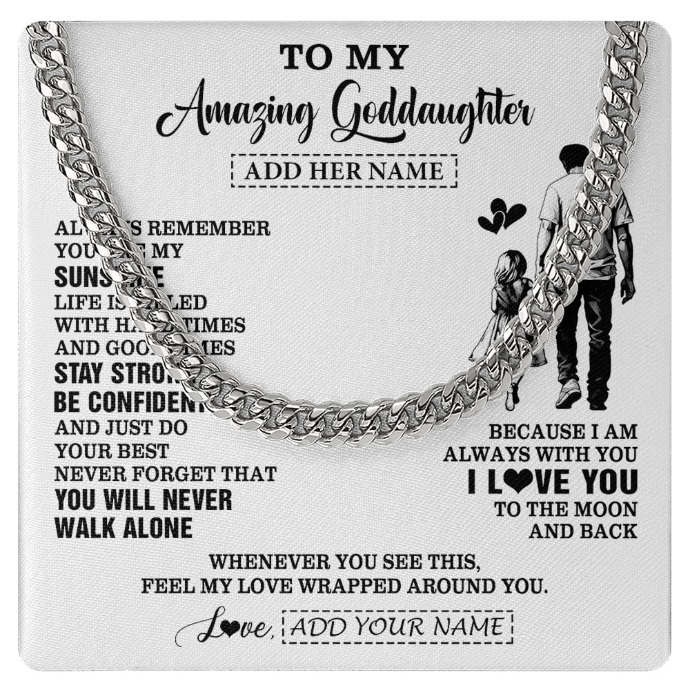 To My Amazing Goddaughter Necklace Big Hug, Gold Cuban Link Necklace ...