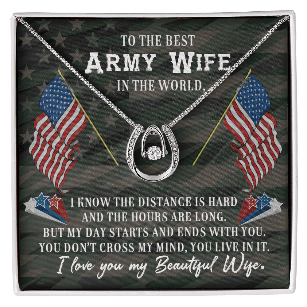 To My Army Wife With You Lucky Horseshoe Necklace Message Card 14k w CZ ...