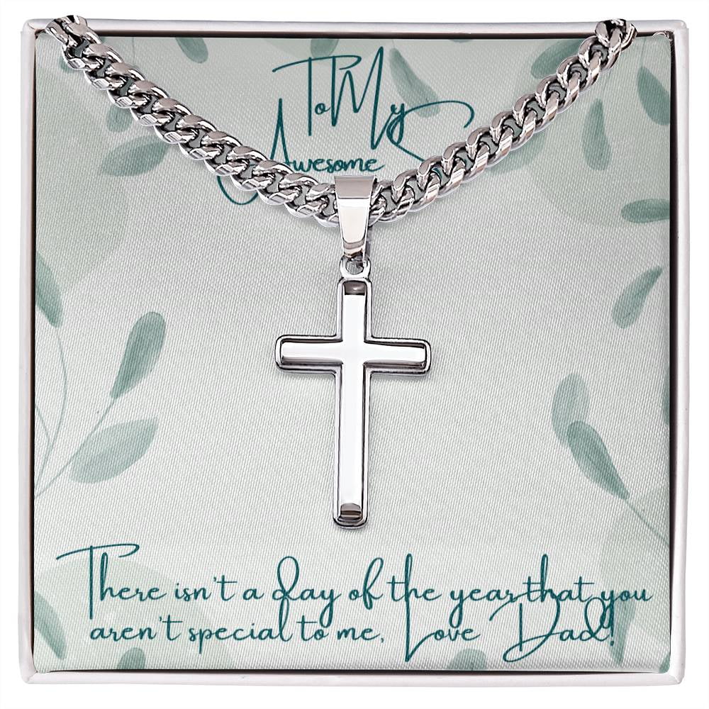 To My Awesome Son Cross Necklace Love Dad - Cuban Link Chain with ...