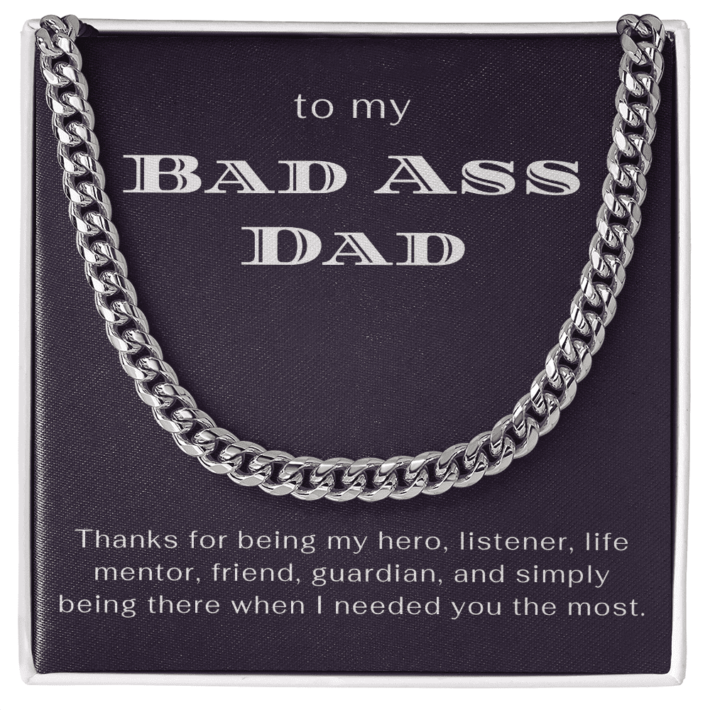 Bad Ass Dad Gift - Cuban Link Chain Necklace for Men, Son's Jewelry ...