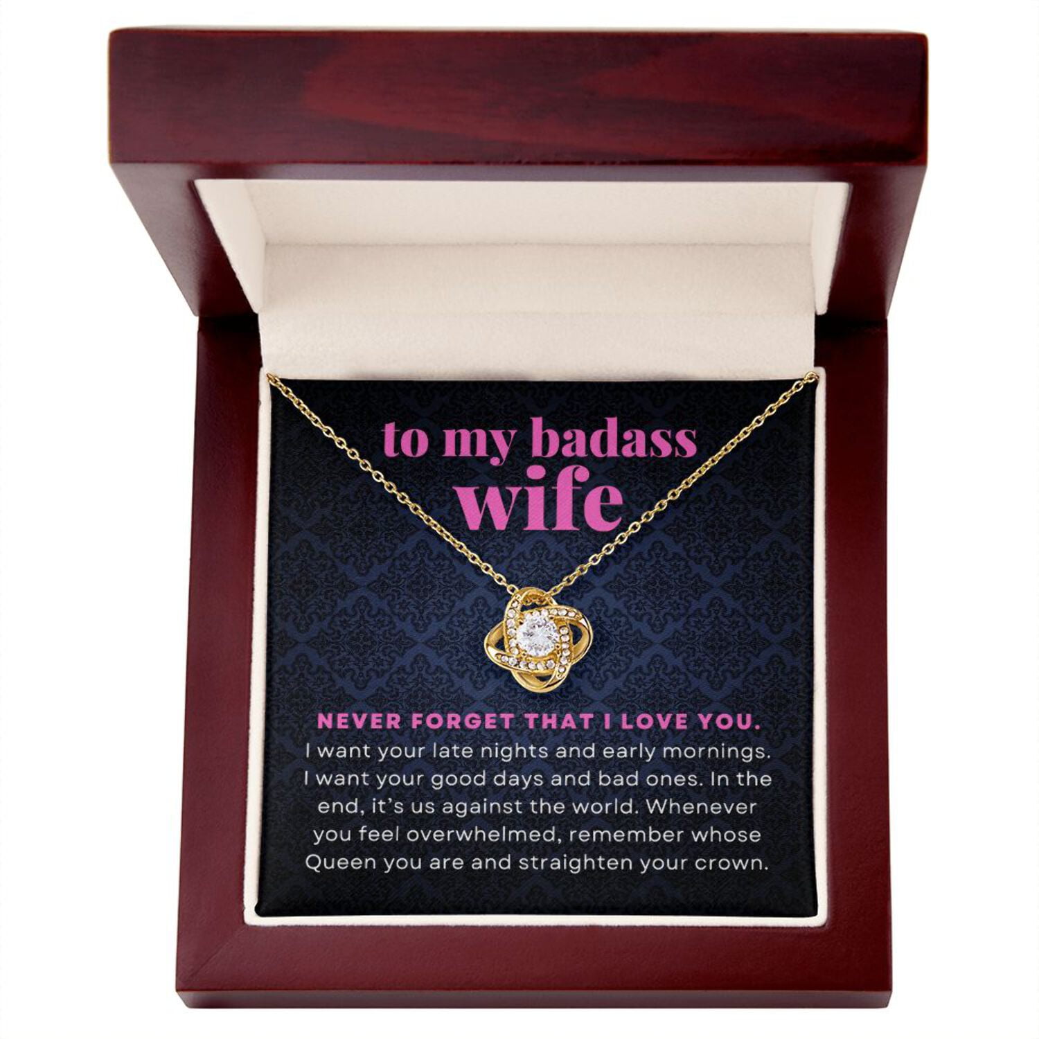 To My Badass Wife Gift From Husband Straighten Your Crown Necklace ...