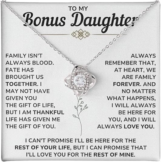 To My Bonus Daughter Necklace From Mom & Dad Heartfelt Message ...