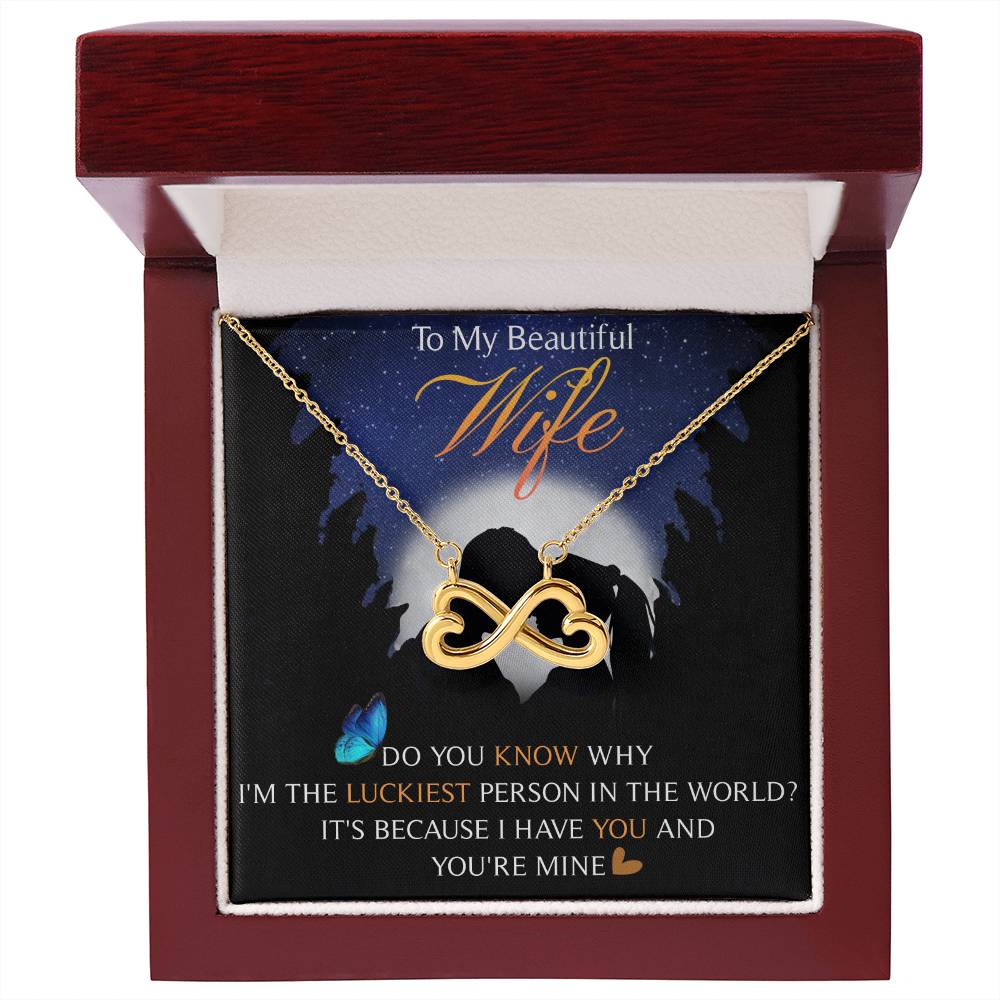To My Beautiful Wife Message Card, Endless Love Necklace, 14k White ...
