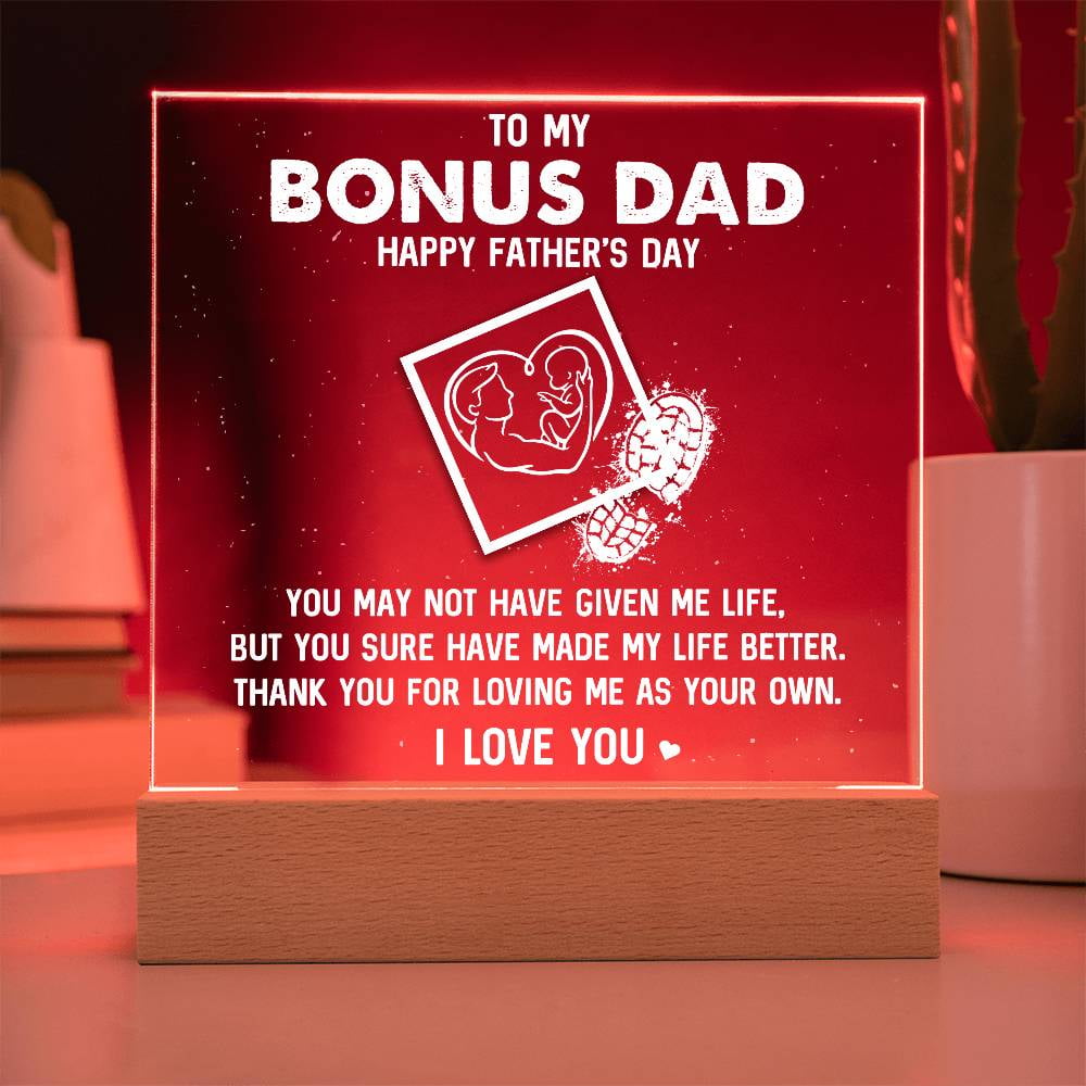 To My Bonus Dad HappyPrinted Square Shaped Acrylic Plaque Father's Day ...