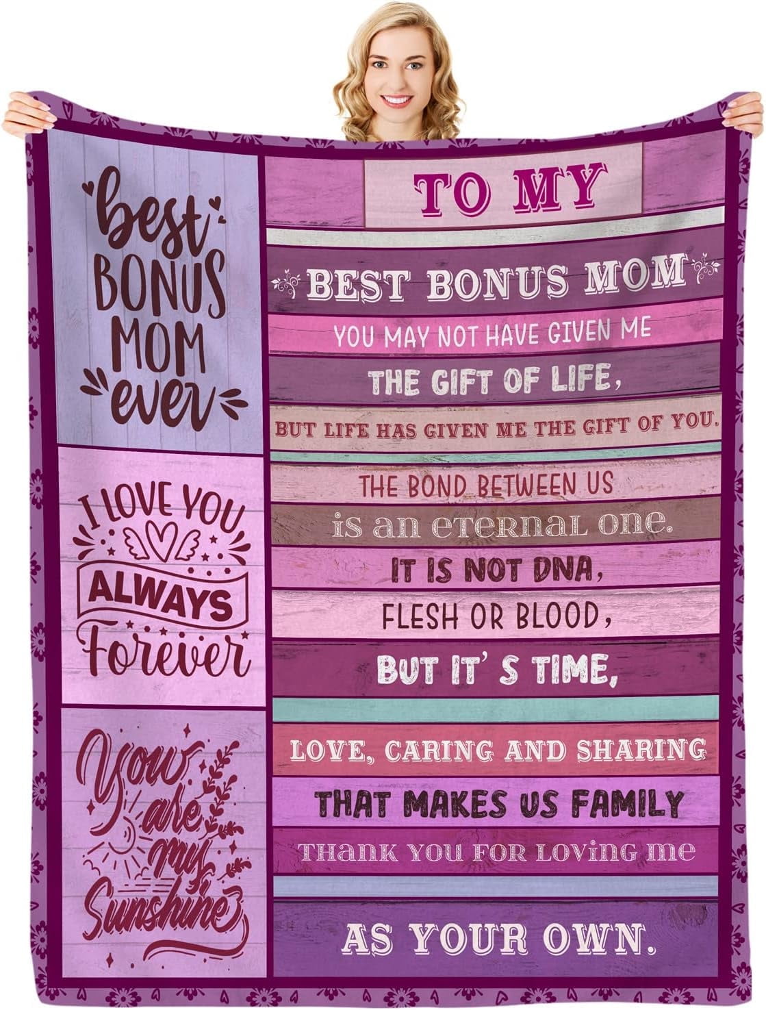 To My Bonus Mom Blanket Gift For Bonus Mom From Bonus Daughter Bouns ...