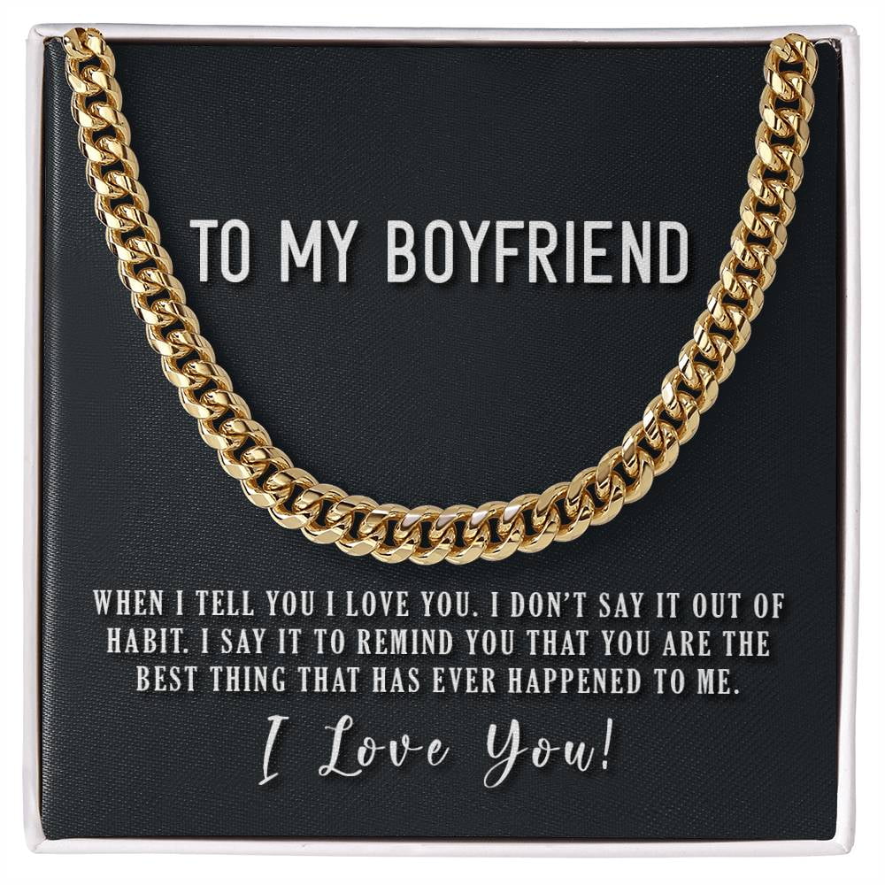 To My Boyfriend, Cuban Link Chain - Stainless Steel/ Yellow Plated ...