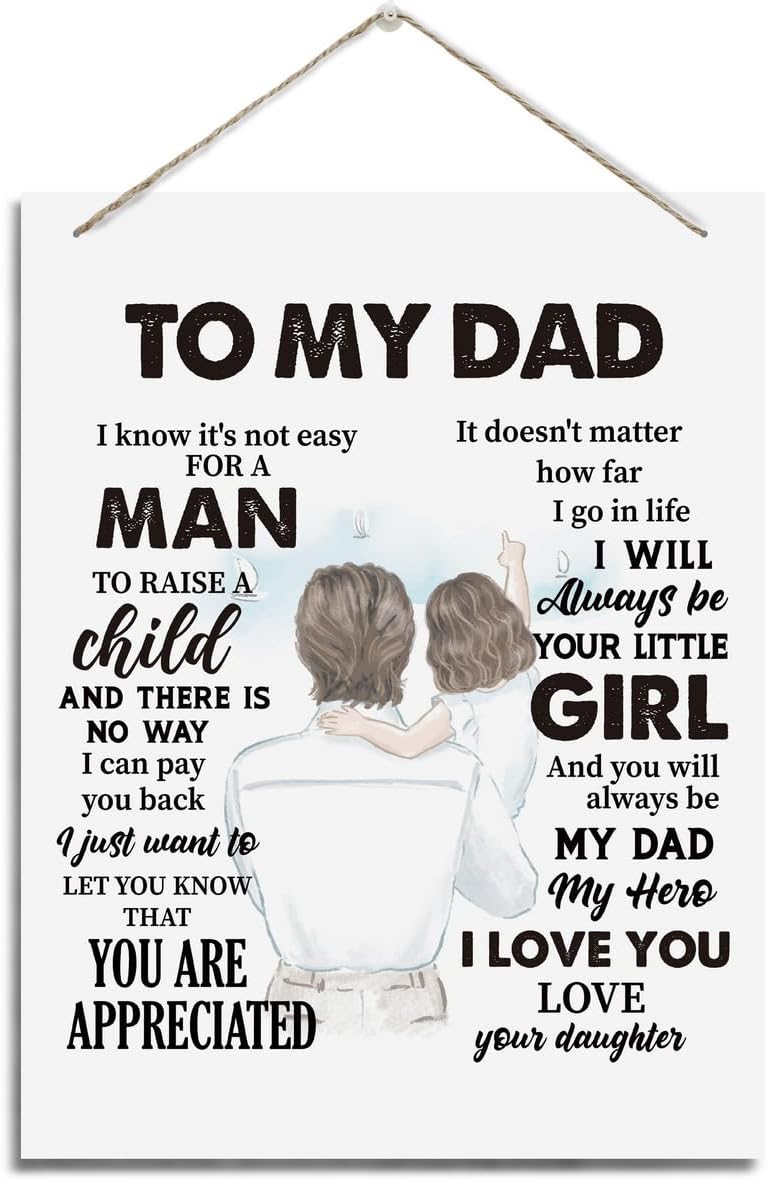 To My Dad, Dad Gift, Wall Decor Sign For Father'S Day, Decorative ...
