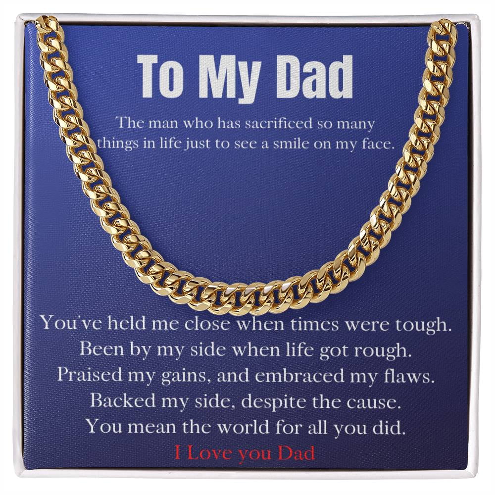 To My Dad, I Love Yo Dad, Chain For Dad, Cuban Link Chain, Stainless ...