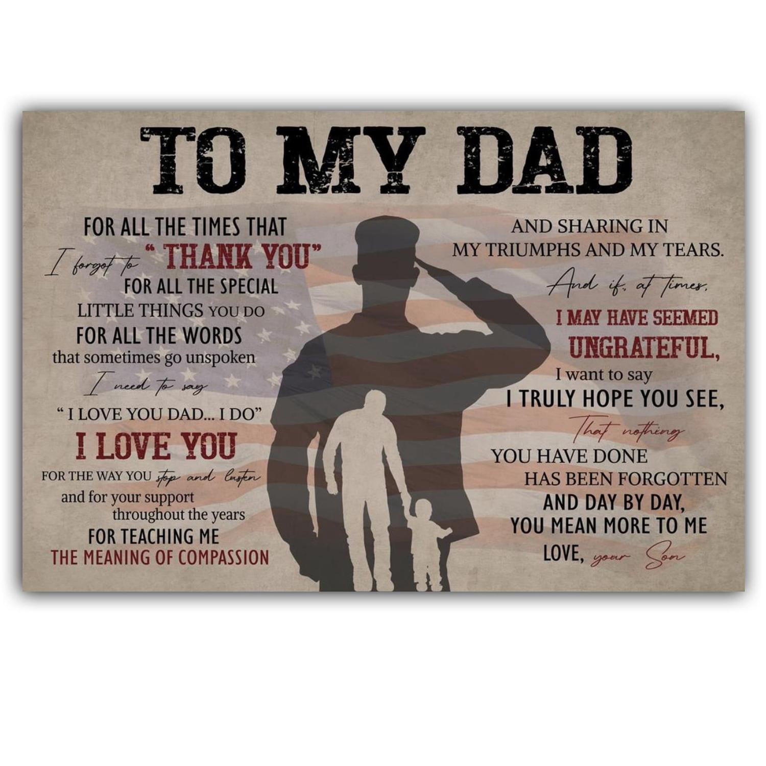 To My Dad Poster Military Son Gift For Dad Military Dad Poster Father S ...