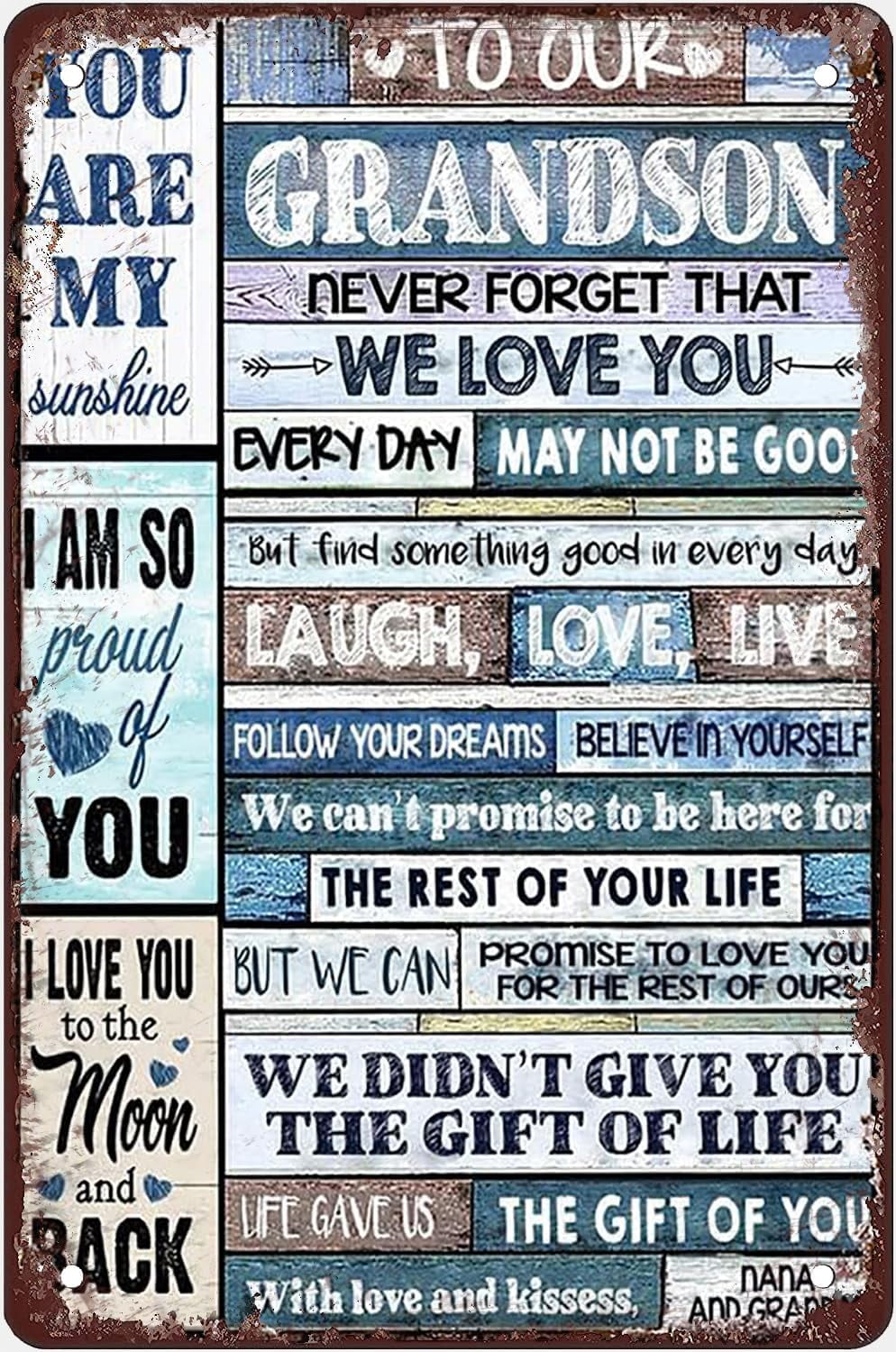 To My Dad Vintage Tin Sign To My Our Grandson You Are My Sunshine Metal ...