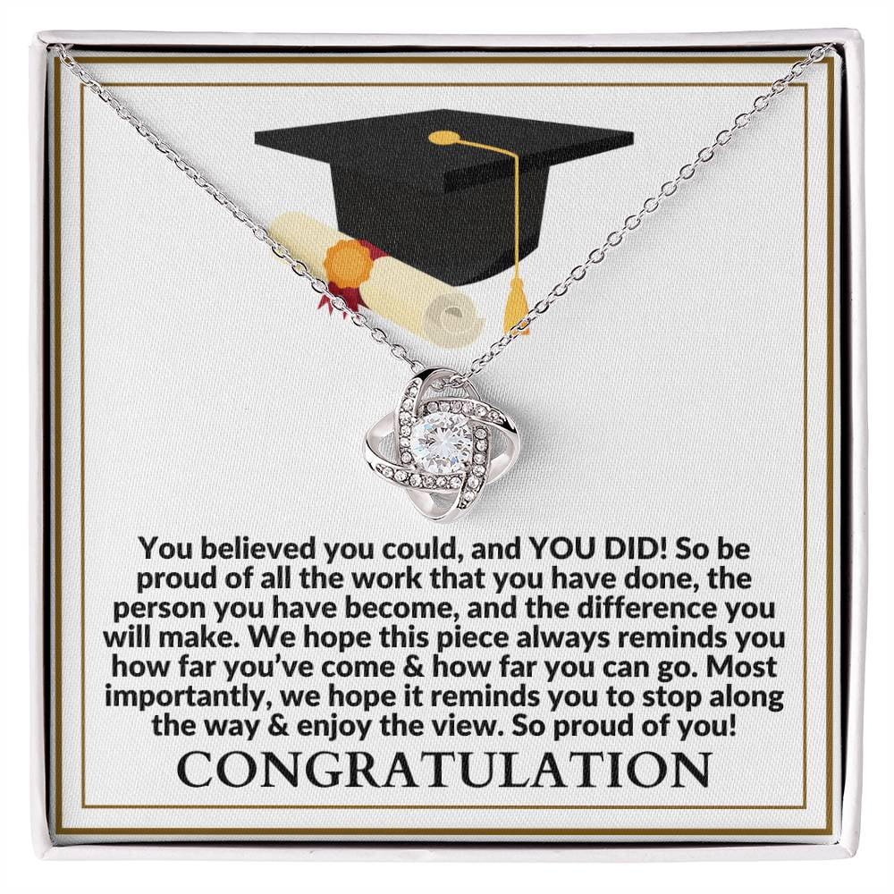 To My Daughter Congratulation Message For Graduation - Love Knot Necklace - 14K White Gold / 18K ...