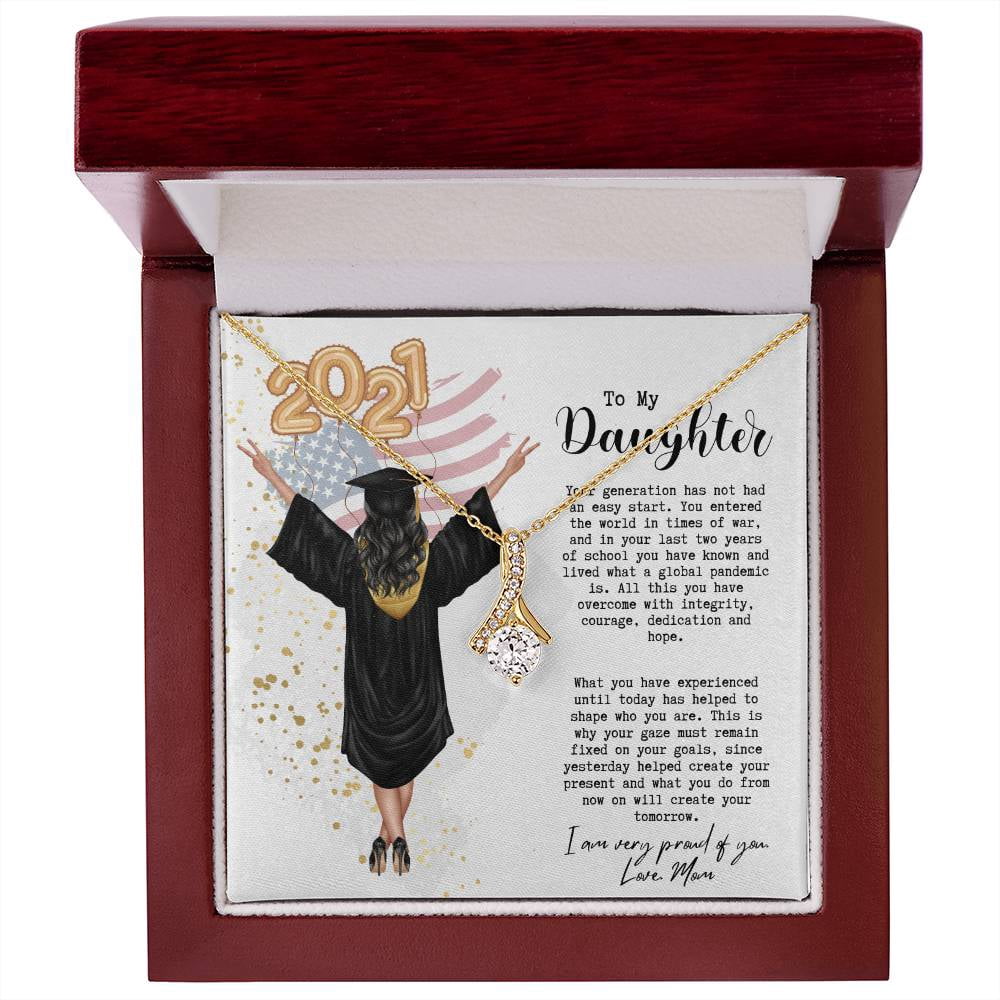 To My Daughter Graduation Gift Black Hair, Alluring Beauty Necklace ...
