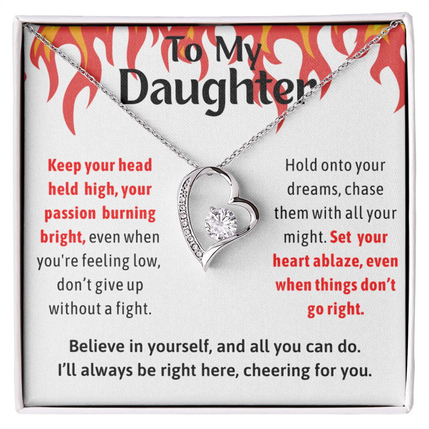 To My Daughter Inspirational Encouragement Heart Necklace - Walmart.com