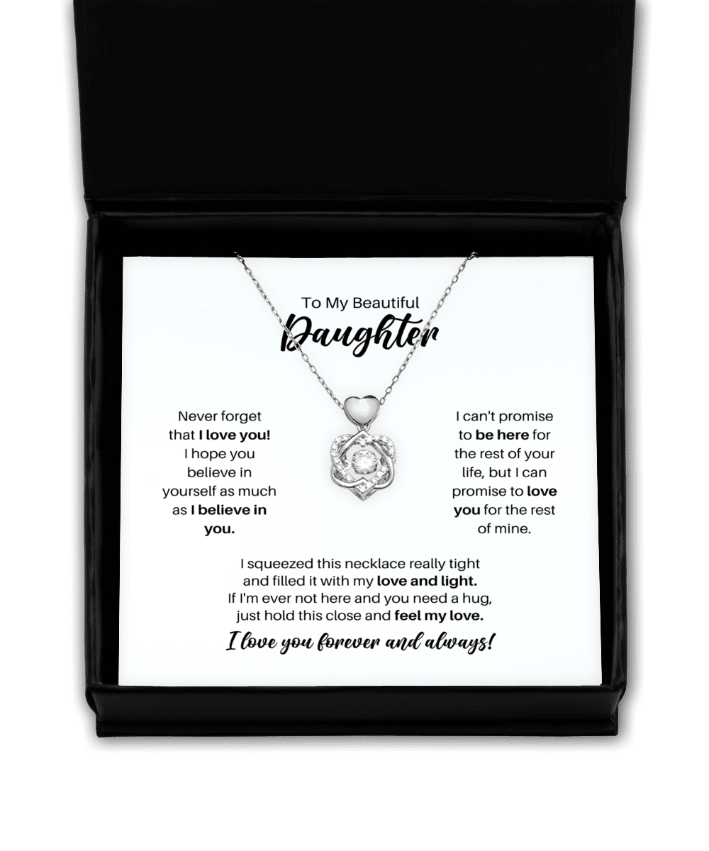 To My Daughter Necklace - Promise to Love You - Heart Knot Silver ...