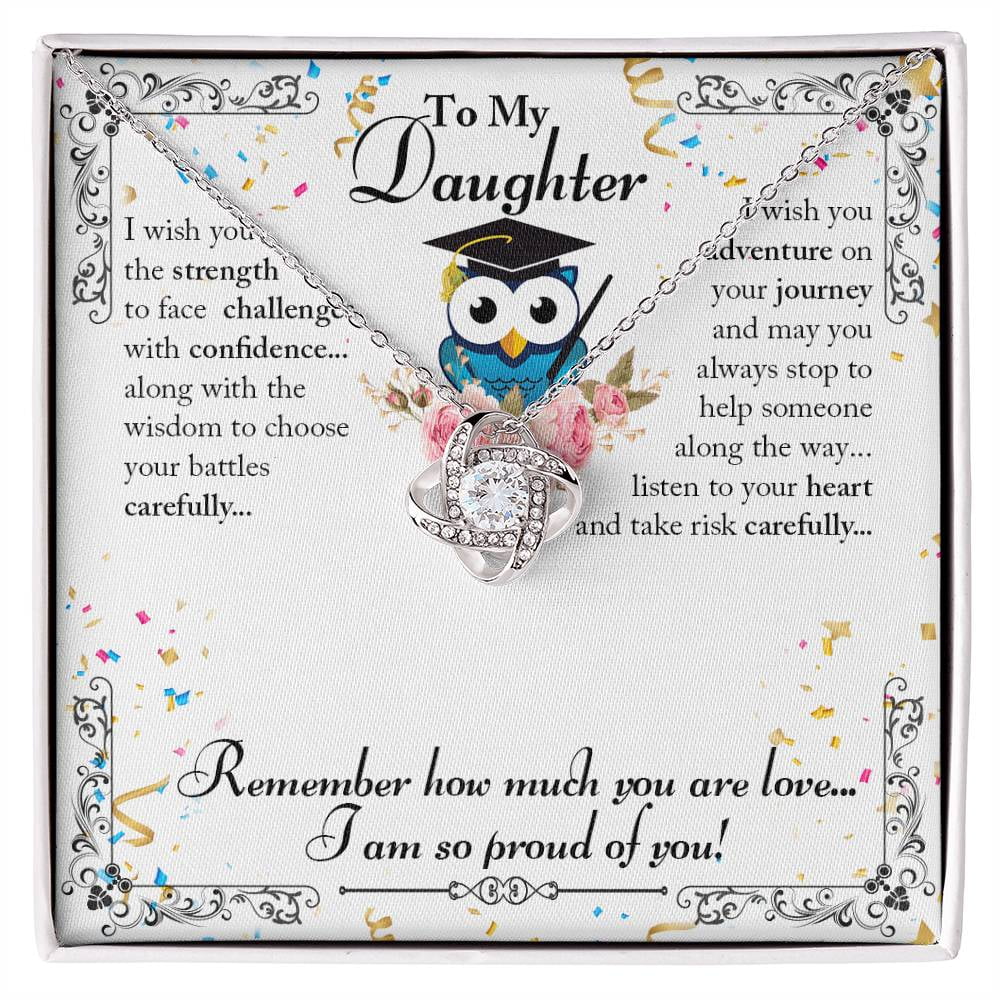 To My Daughter - Owl Graduation - Love Knot Necklace - Message Card ...
