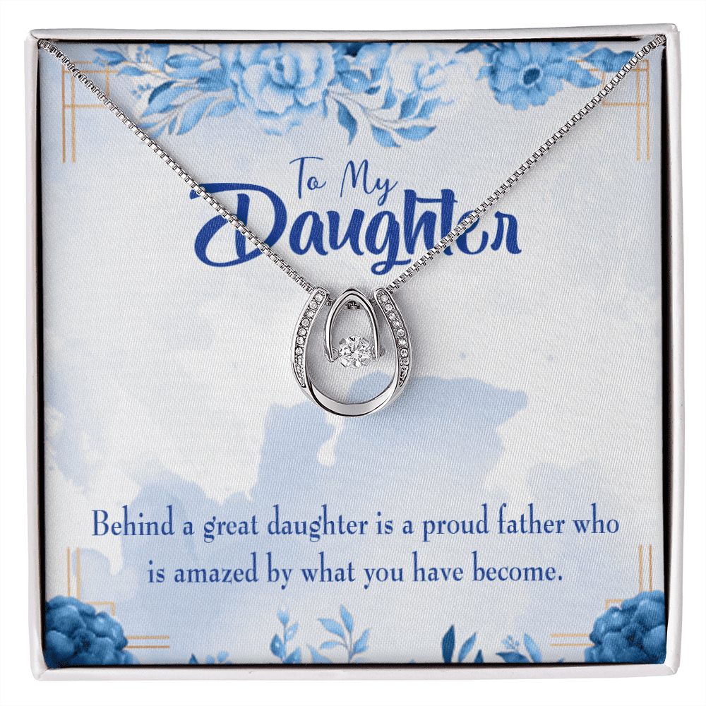 To My Daughter Proud Father Lucky Horseshoe Necklace Message Card 14k w ...