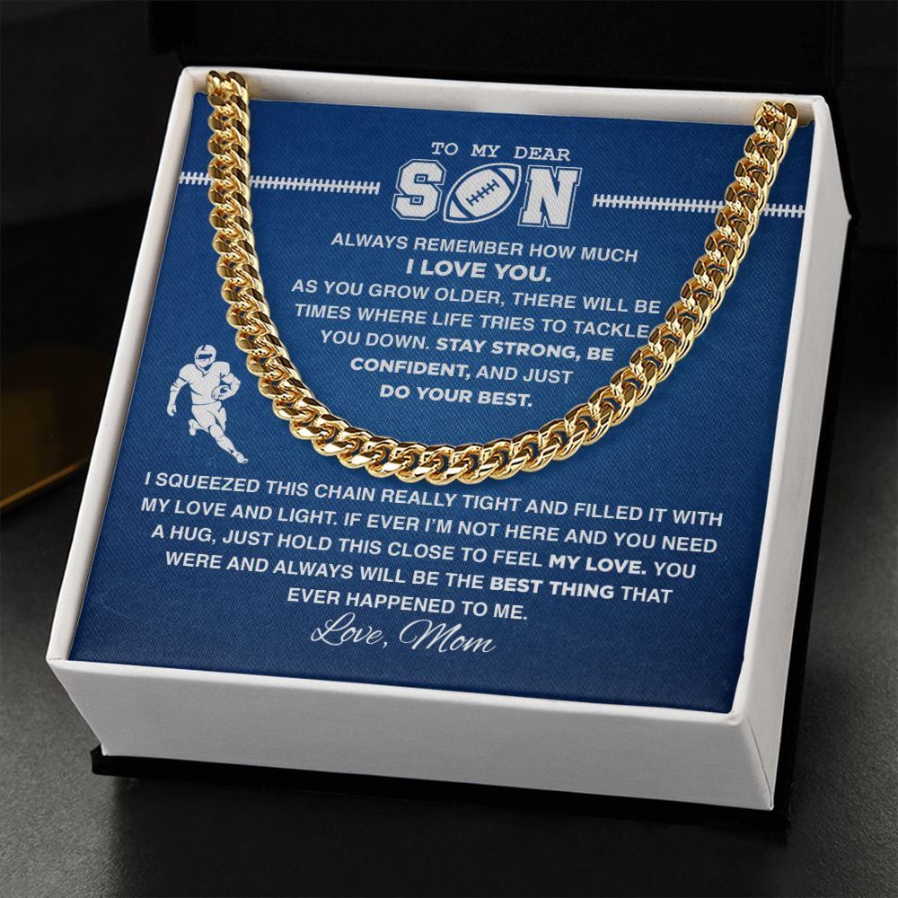To My Dear Football Son - Cuban Link Necklace, Cuban Link Chain ...