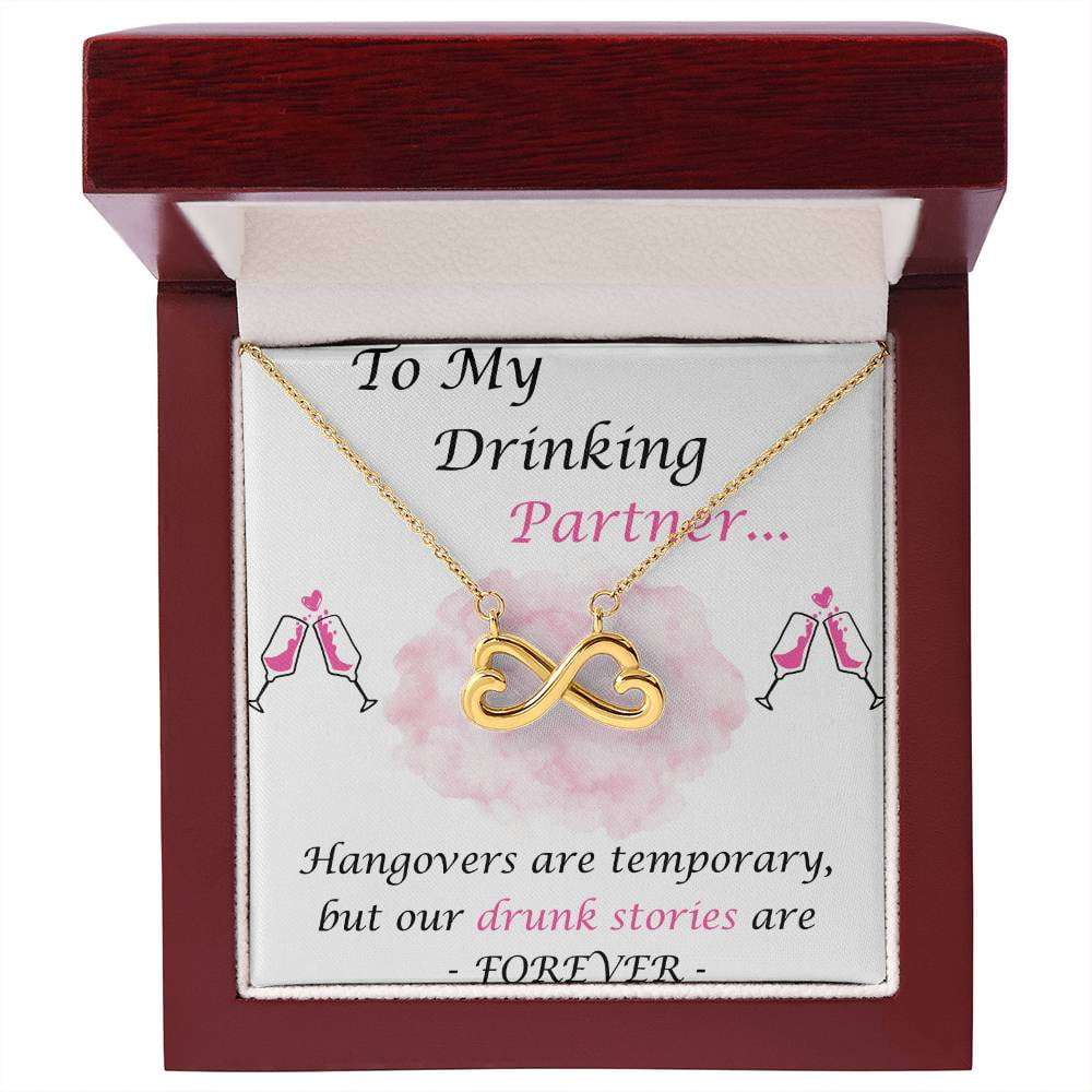 To My Drinking Partner Message Card, Endless Love Necklace, 14k White Gold or 18k Yellow Gold ...