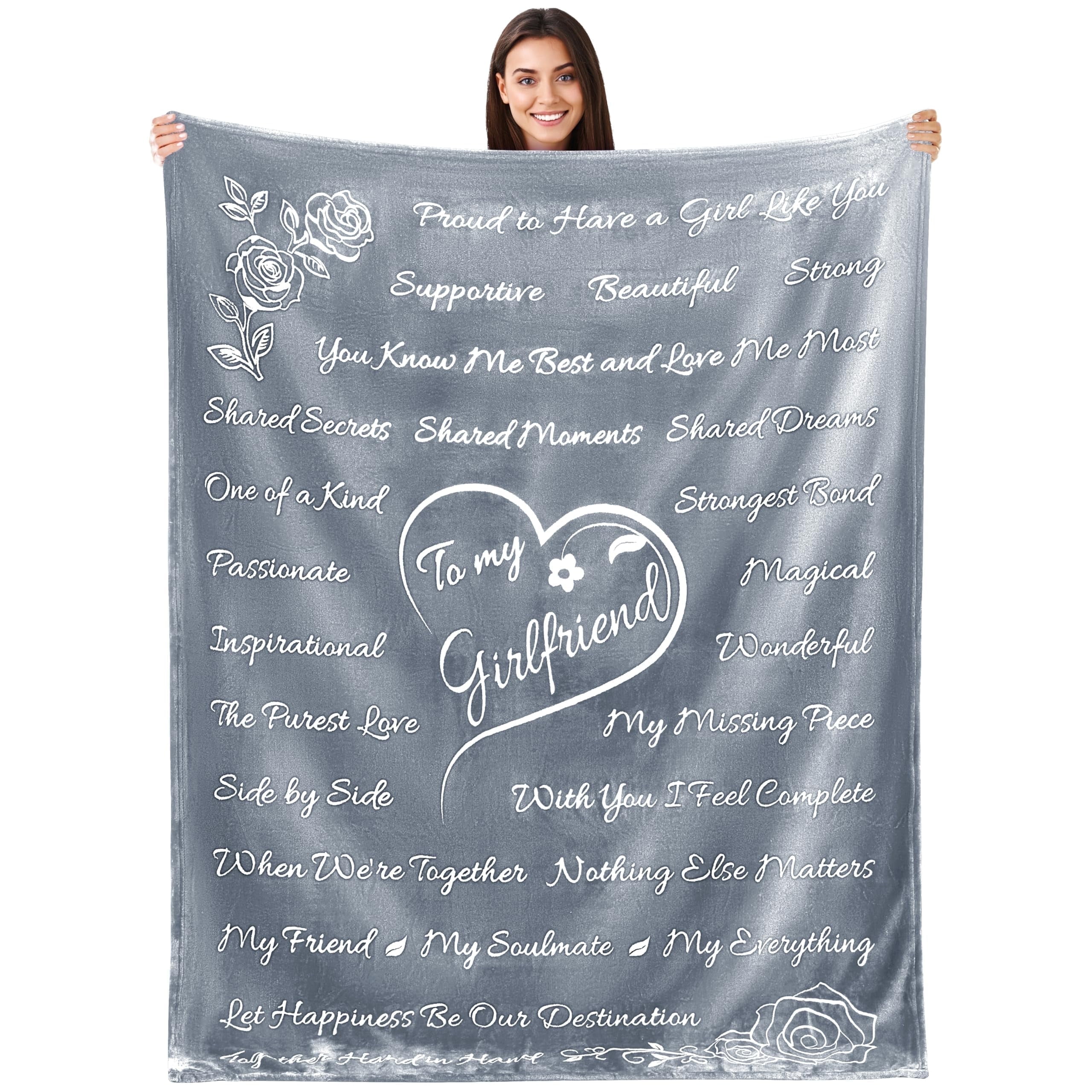 ButterTree Cozy Girlfriend Blanket - Adult Female Gift, Silver Fleece ...