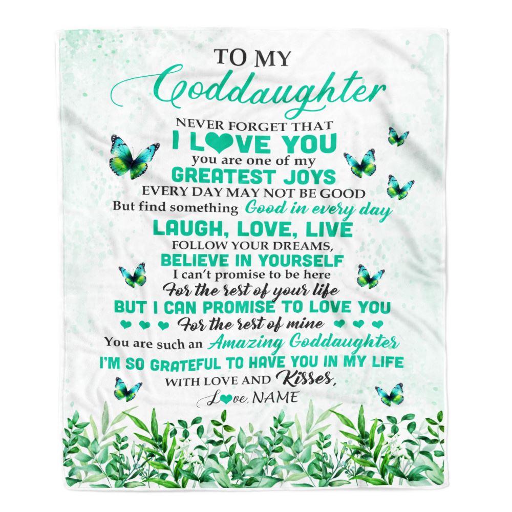 To My Goddaughter Blanket From Godmother Butterfly Laugh Love Live ...