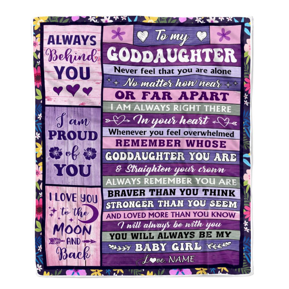 To My Goddaughter Blanket From Godmother Wood Never Feel Alone ...