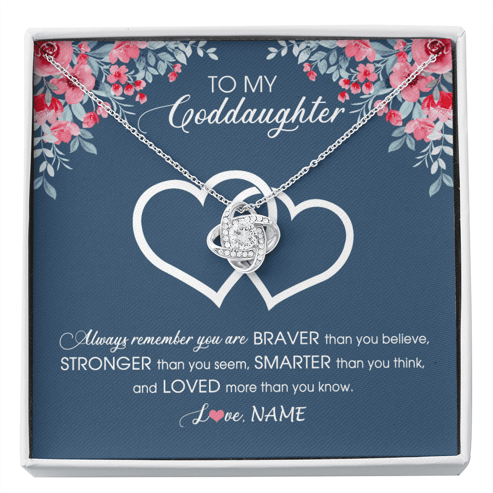 To My Goddaughter Necklace From Godmother Braver Stronger Smarter Loved ...