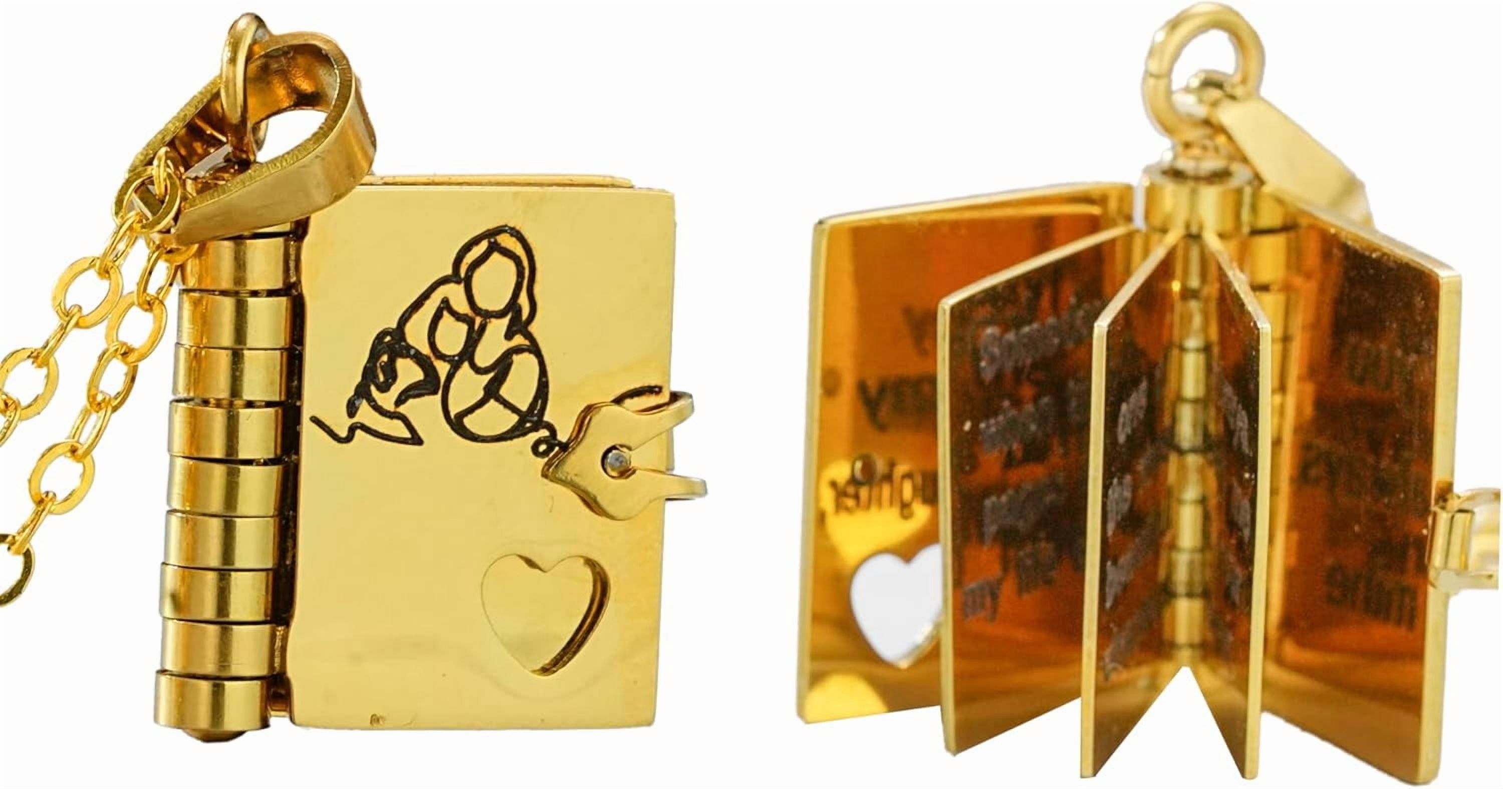 To My Granddaughter Book Necklace, Gold and Silver Heart Locket Pendant ...