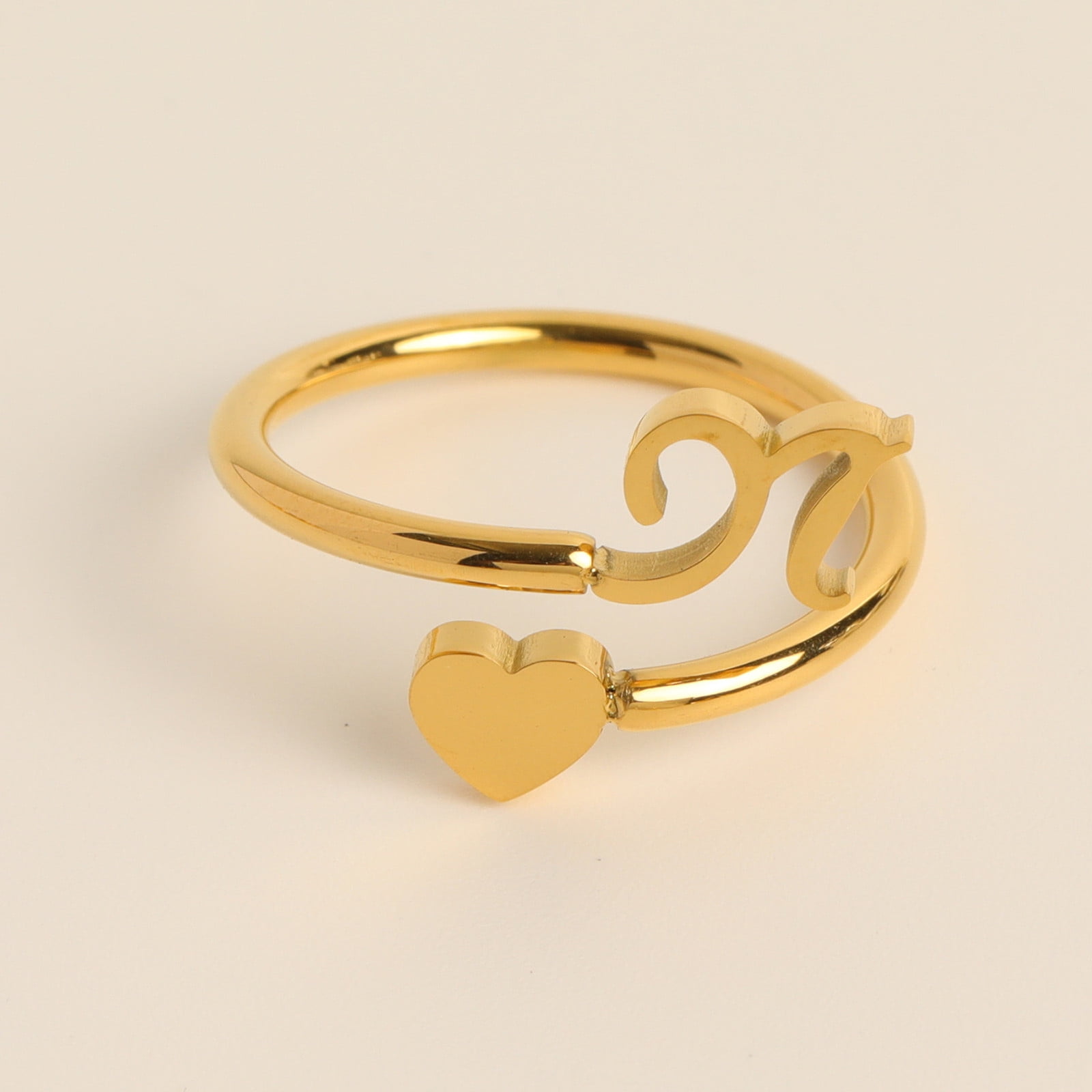 To My Granddaughter Initial Heart Ring 26 Letter Heart Ring Simple ...