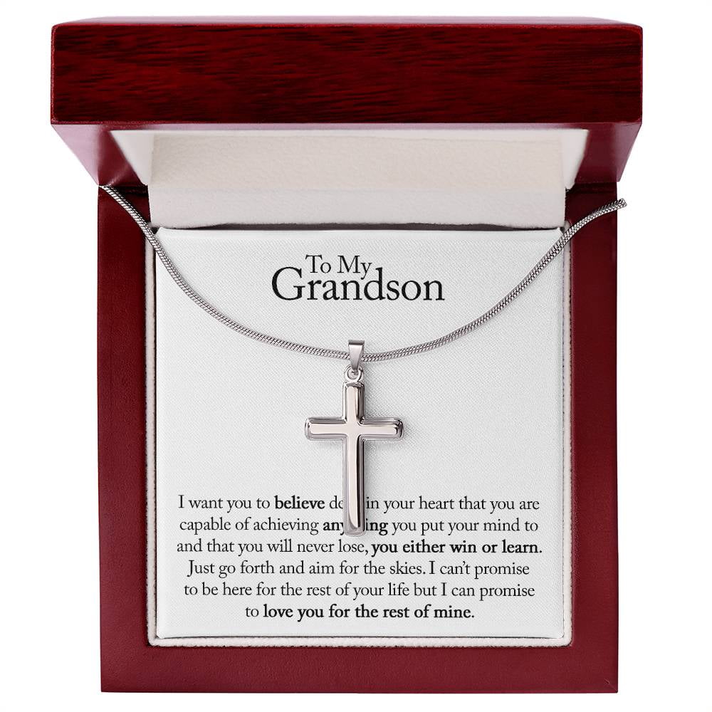 To My Grandson - Cross Necklace - Artisan Cross Necklace - Gift Box ...