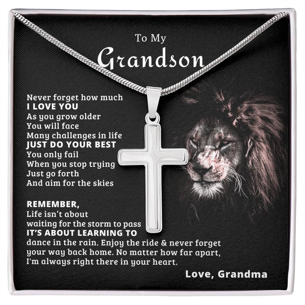 To My Grandson Cross Necklace & Heartfelt Card - Artisan Cross Necklace ...