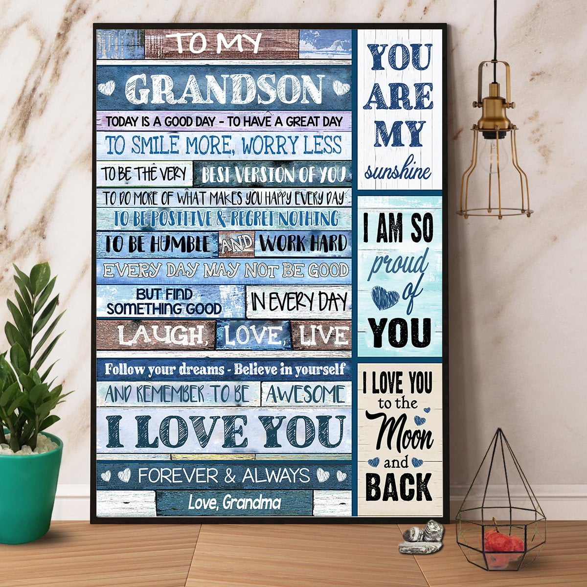 To My Grandson You Are My Sunshine Poster No Frame Matte Wall Art Decor ...