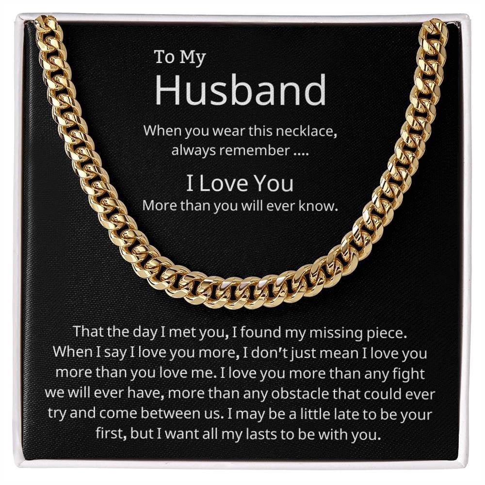 To My Husband Cuban Link Chain Necklace, Cuban Link Chain - Stainless ...