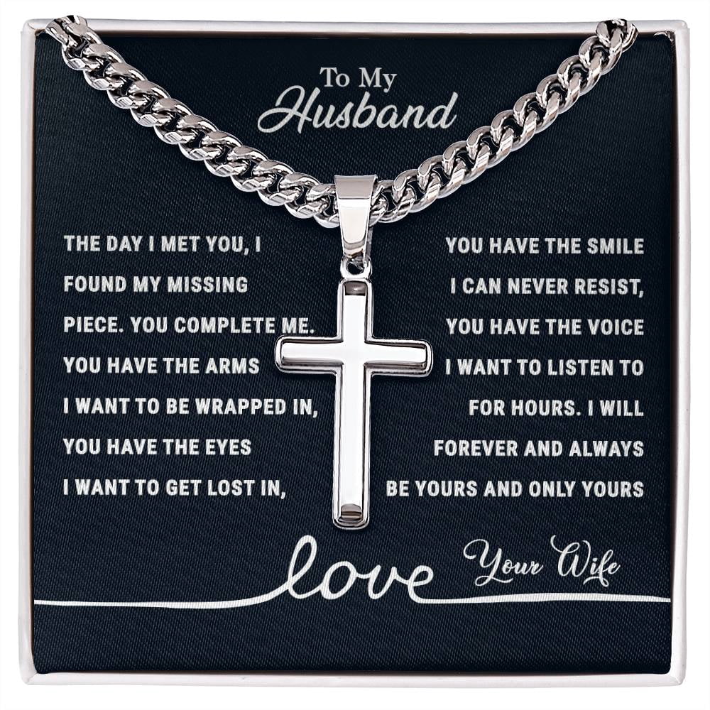 To My Husband - Cuban Link Chain with Artisan Cross - Walmart.com