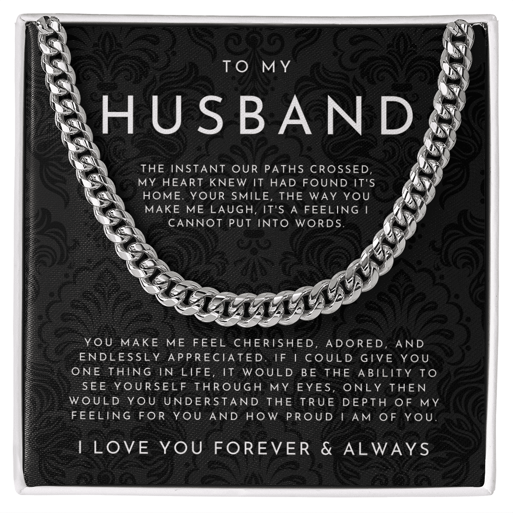 To My Husband Necklace Our Paths Crossed, Gold Cuban Link Necklace ...