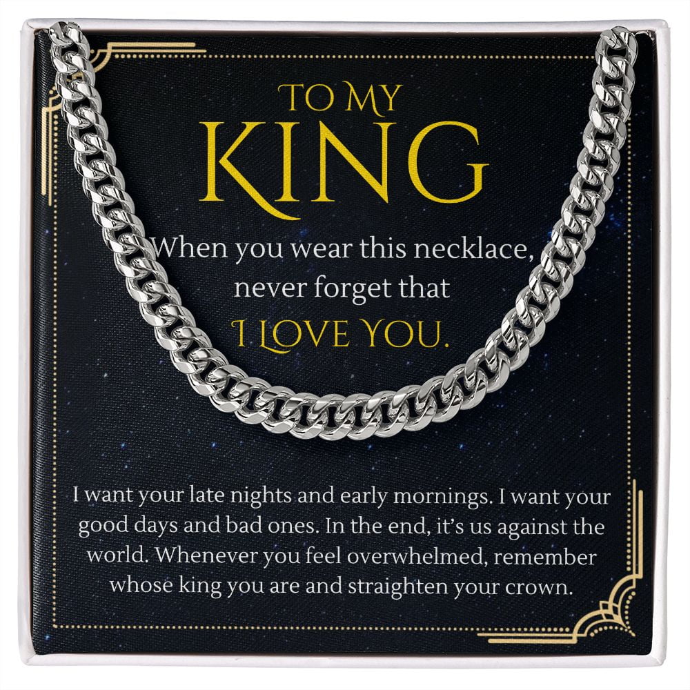 Shine-On To My King Cuban Link Chain Necklace, Stainless Steel or 14K ...