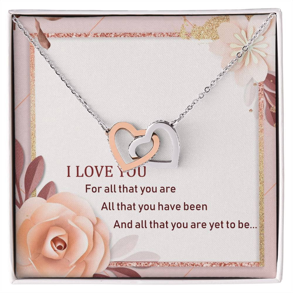 To My Love Message Card, Interlocking Hearts Necklace, 14K White Gold ...