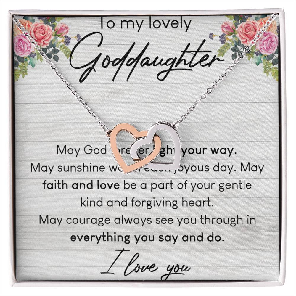 To My Lovely Goddaughter Birthday Message Card, Interlocking Hearts ...