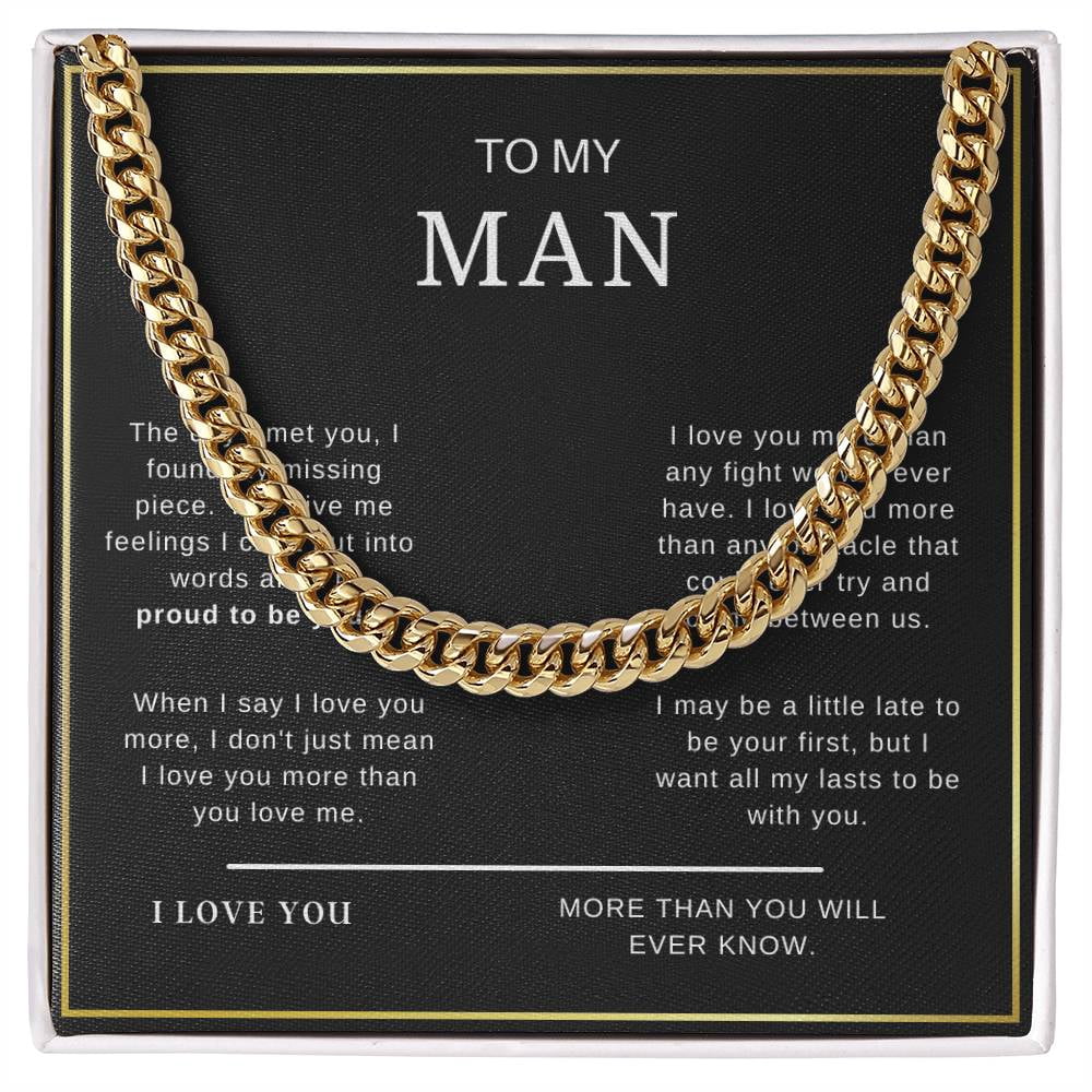 To My Man, Cuban Link Chain - Stainless Steel/ Yellow Plated - Message ...