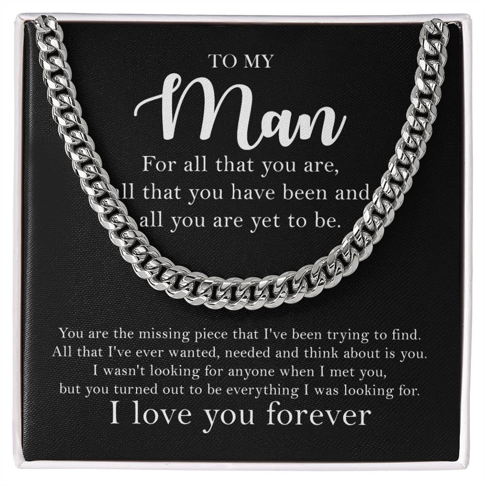 To My Man - For All That You Are, Cuban Link Chain, Stainless Steel or ...