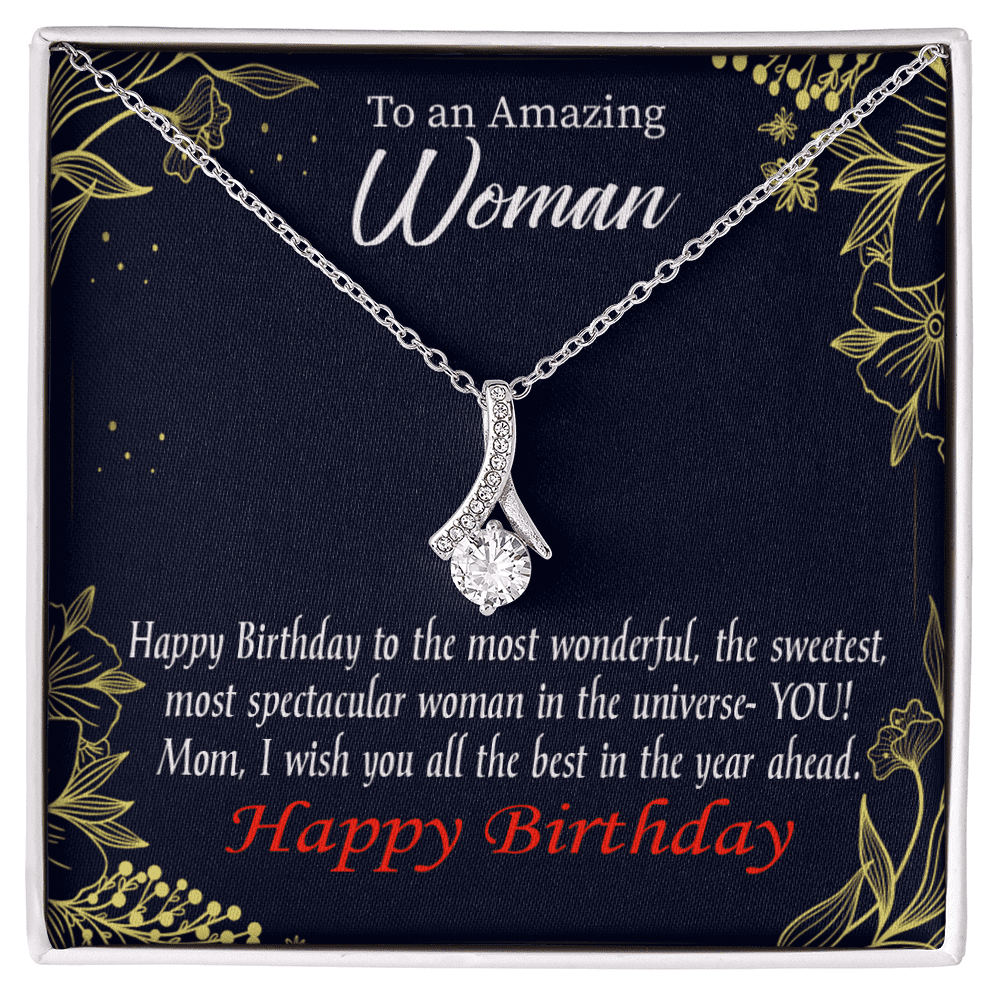 To My Mom Birthday Card Spectacular Woman Alluring Ribbon Necklace ...
