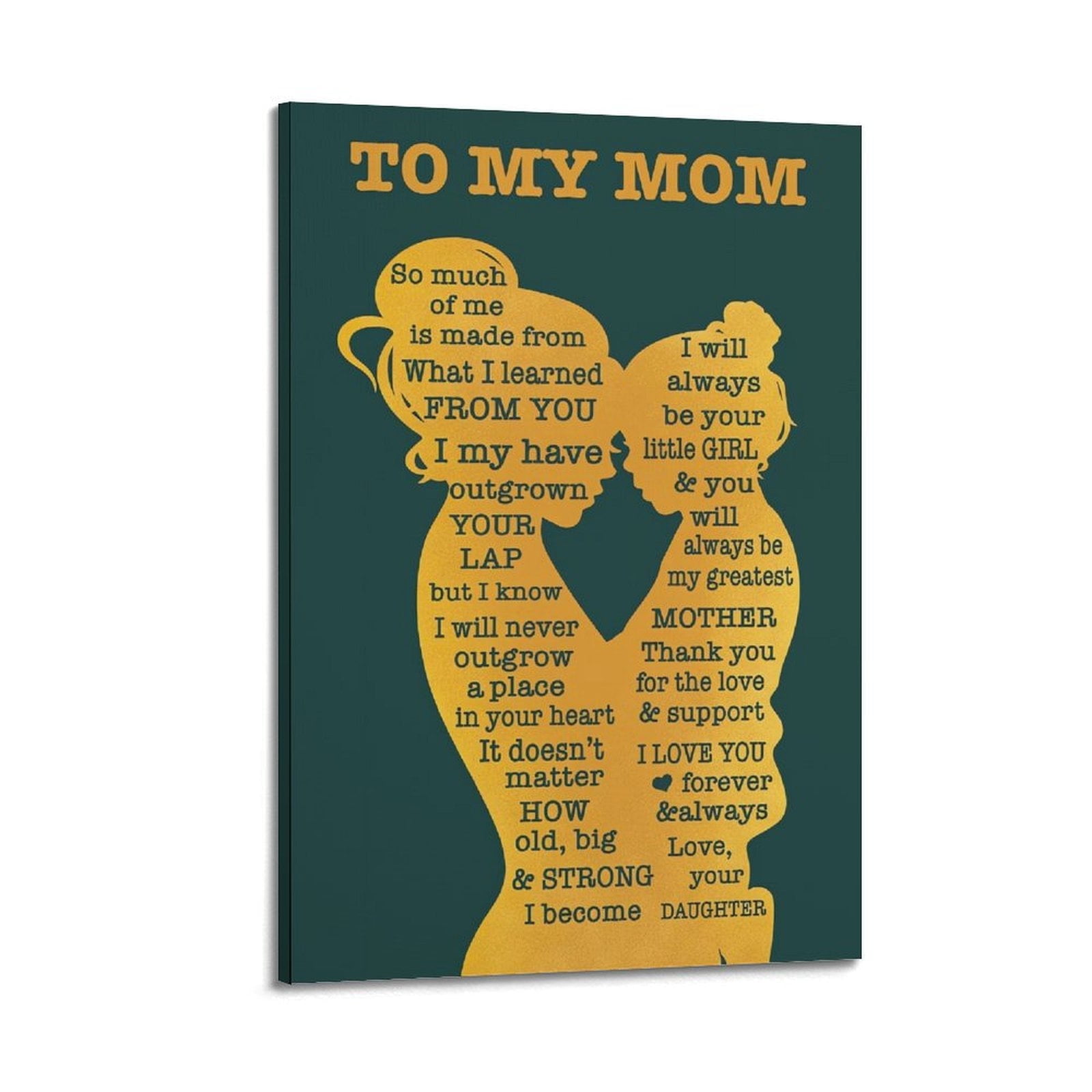 To My Mom Mother Daughter Love Poem Wall Art Inspirational Quote Framed ...