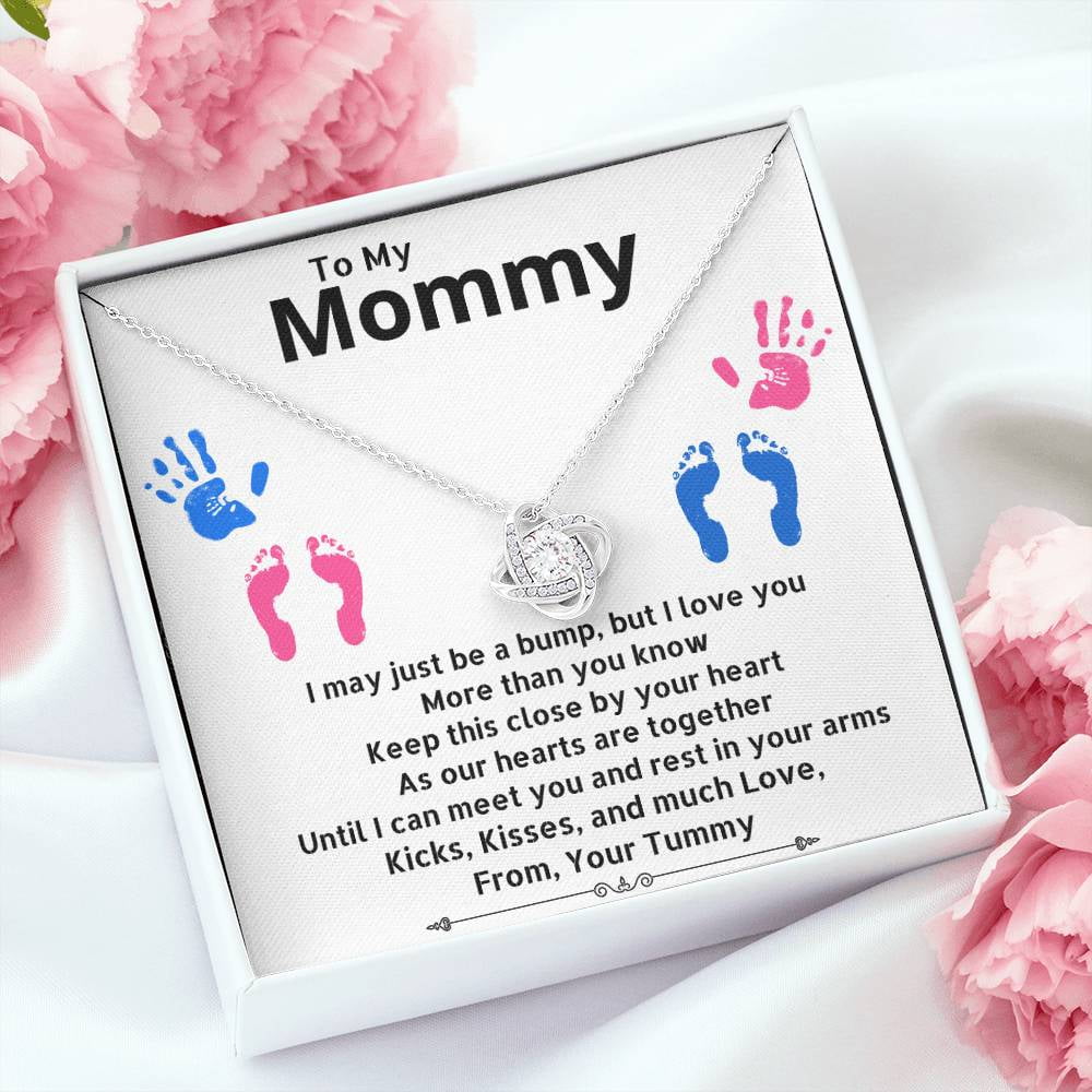 To My Mommy, Beautiful Necklace, Message Card and Box, White Love Knot ...
