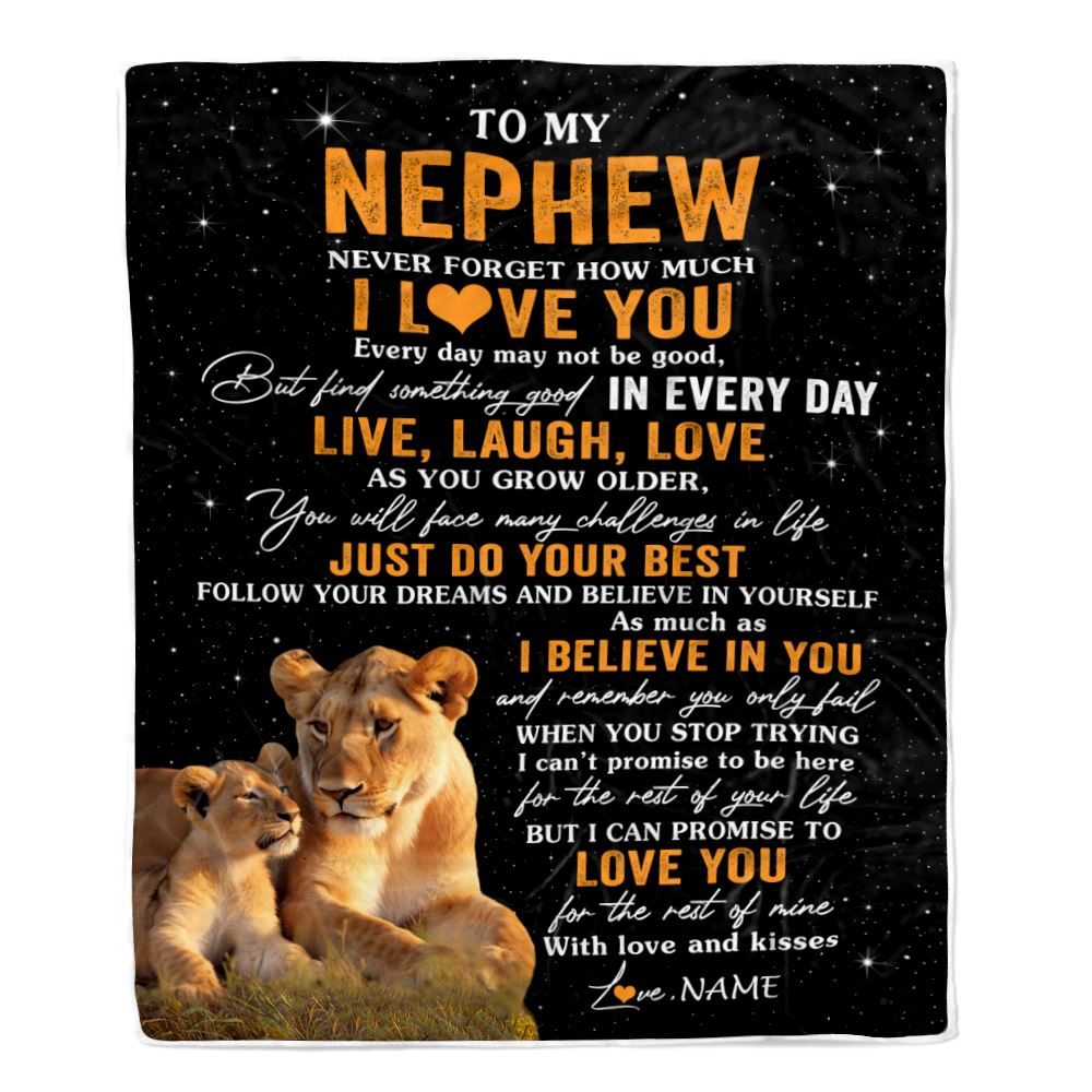 To My Nephew Blanket From Aunt Auntie Live Laugh Love Lion Nephew ...