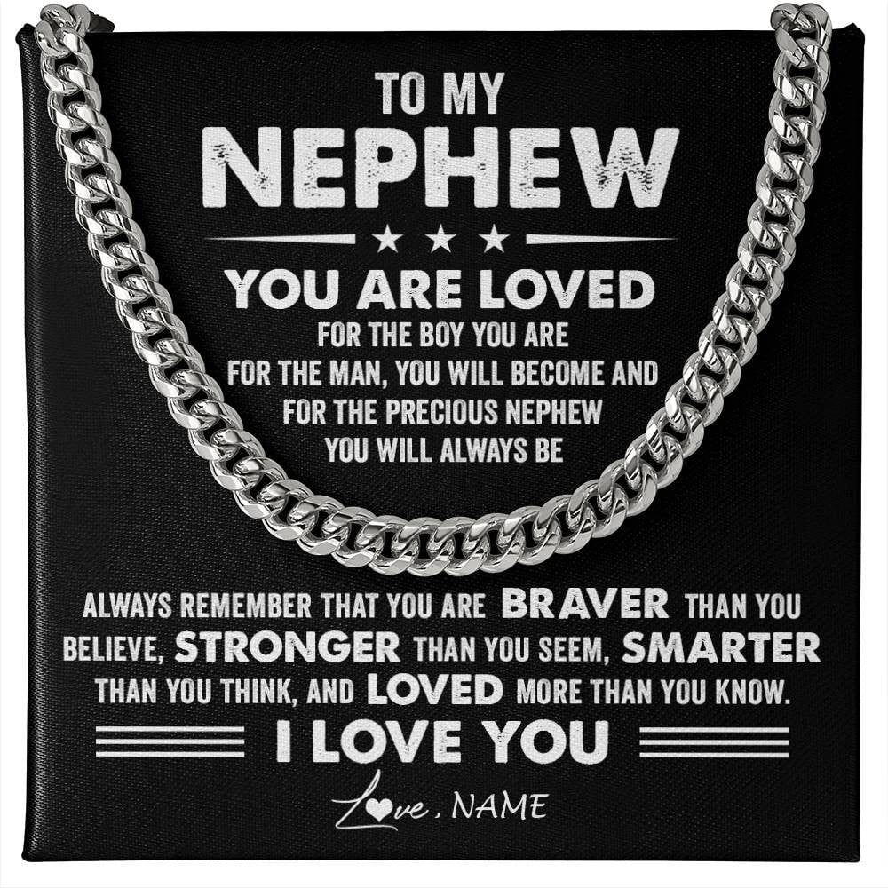 To My Nephew Necklace You Are Loved, White Cuban Link Necklace ...
