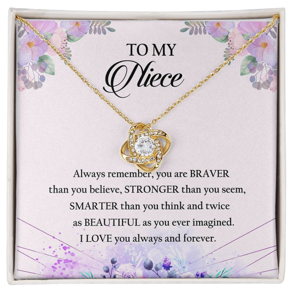 To My Niece Birthday Message Card - Love Knot Necklace - Message Card ...