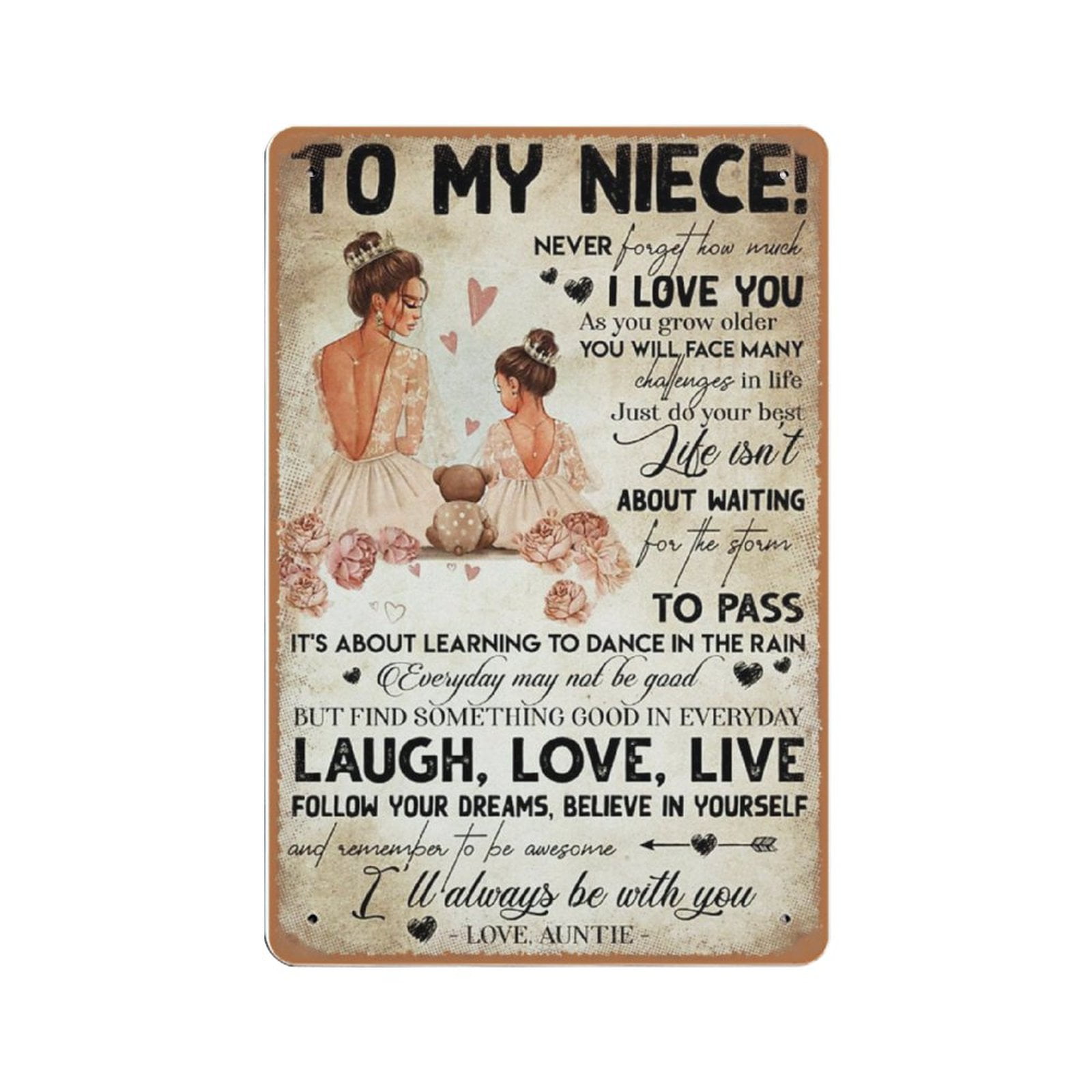 To My Niece tin sign,Gift For Best Friend, Mother's Day, Father's Day ...