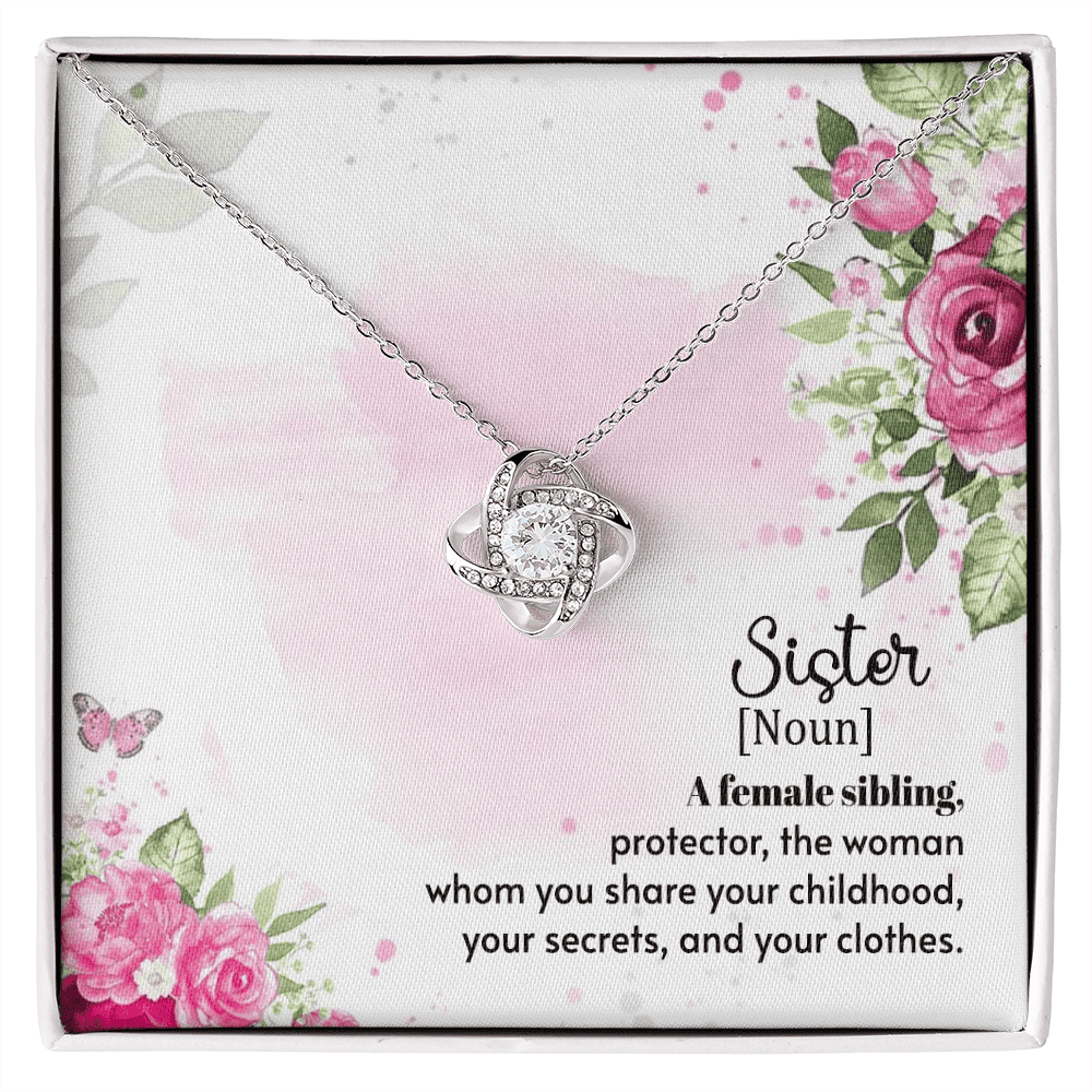 To My Sister A Female Sibling Infinity Knot Necklace Message Card ...