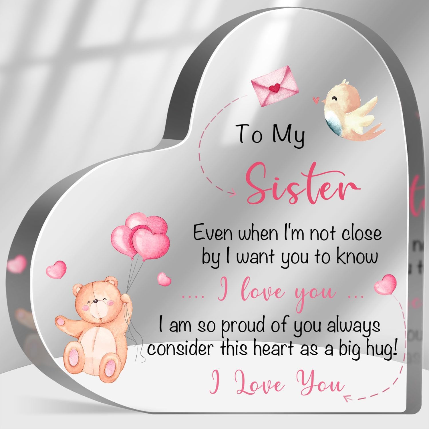 To My Sister Sign Friendship Keepsake Acrylic Bear Best Friend Ever ...